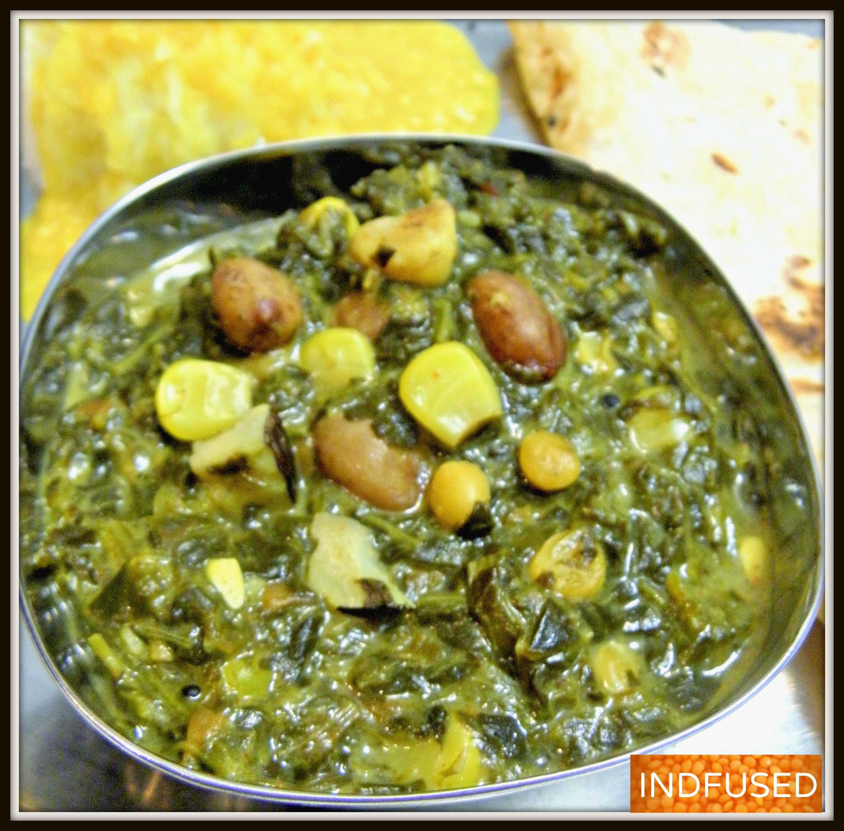 Palakchi bhaji- a traditional spinach dish from Maharashtra, India