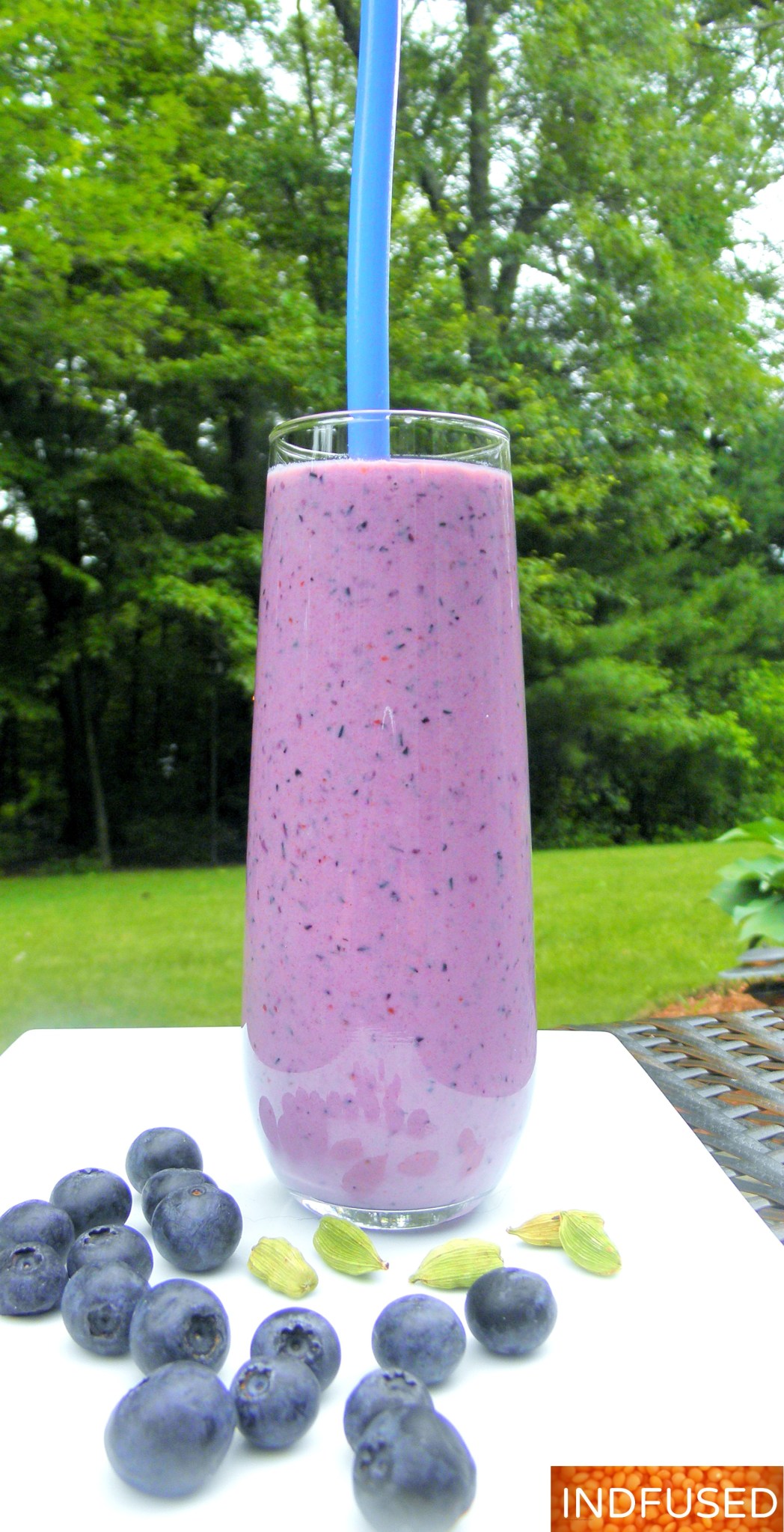 Blueberry Lassi laced with Cardamom