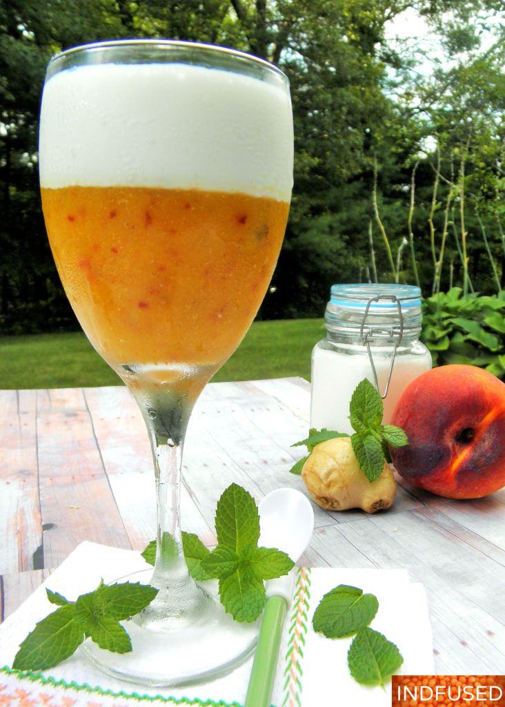 Ginger Peach Kefir Lassi with Chia