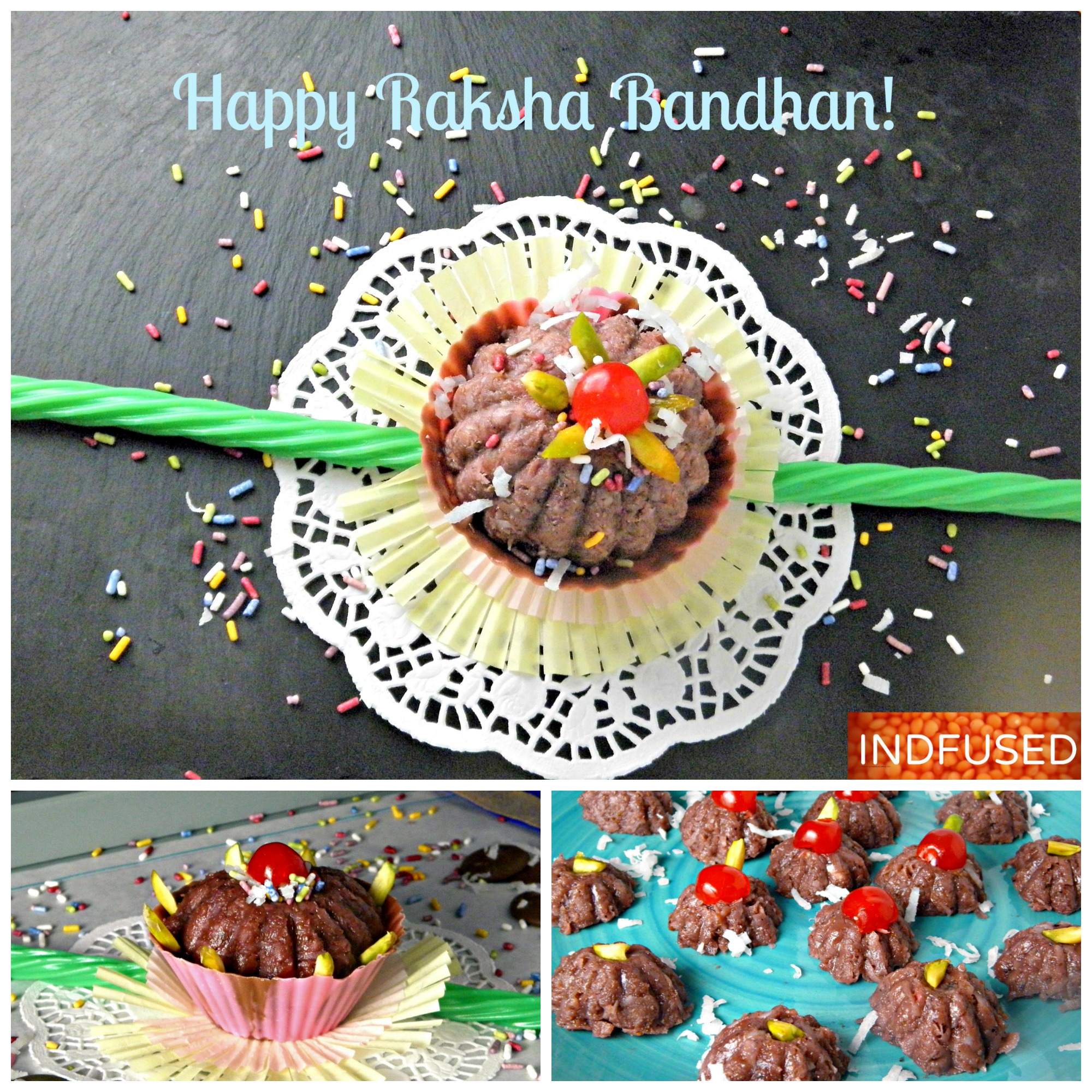 An Edible Rakhi- Strawberry Halwa in Homemade Chocolate Cups!