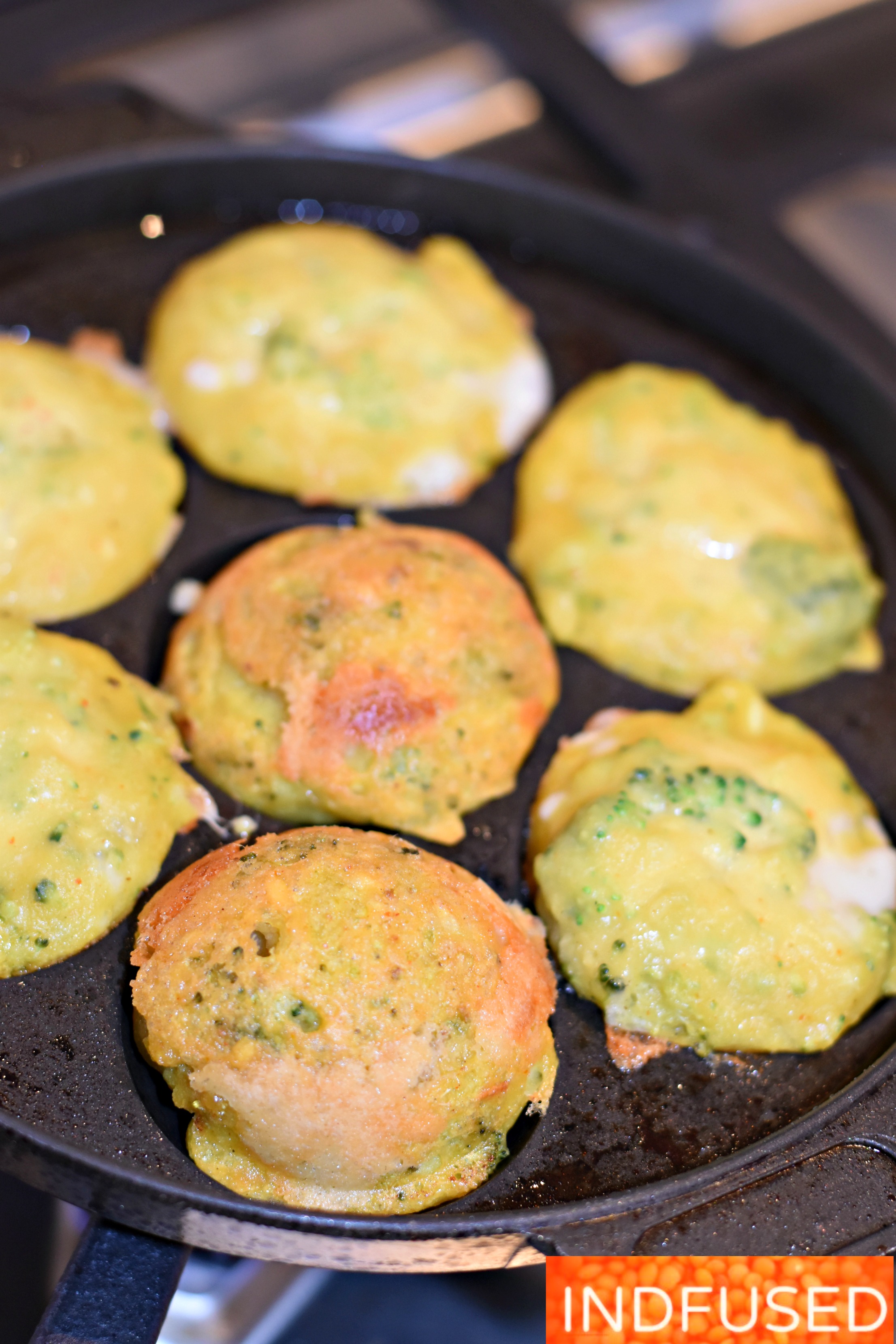 Broccoli and Cheese Mung Dal Vada